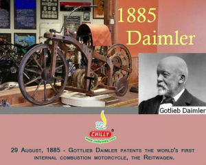 29 August, 1885- Gottlieb Daimler patent the world's first internal combustion motorcycle, the ...